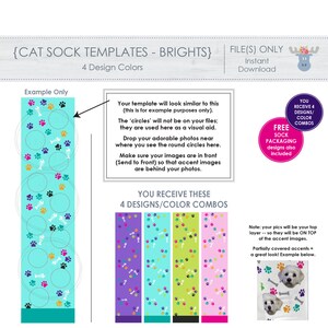 4 CAT Sock Designs • Add a Photo • Fun & Silly Sock Designs • Brights ...