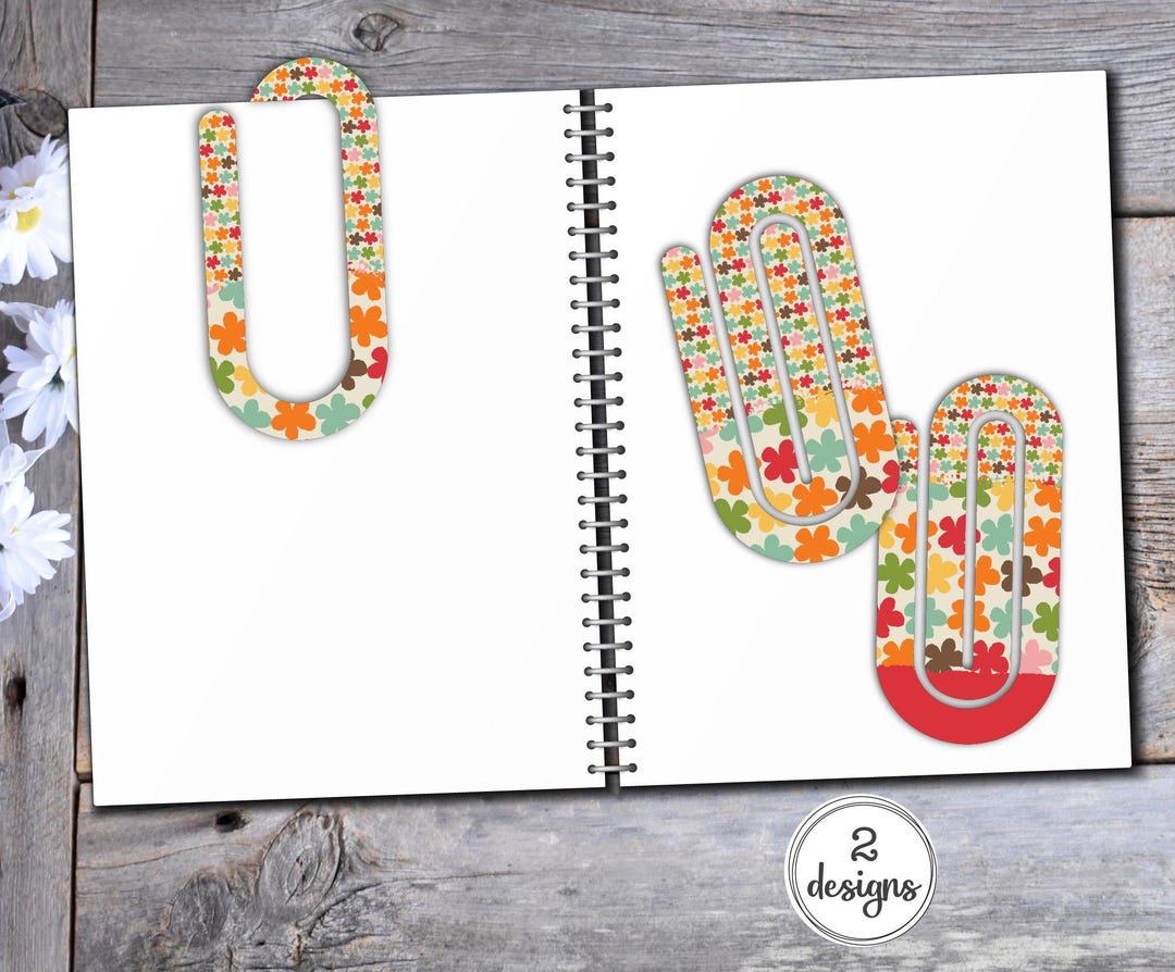 2 Big Paper Clip Designs • Fall Floral • Paperclip • Jumbo Size ...