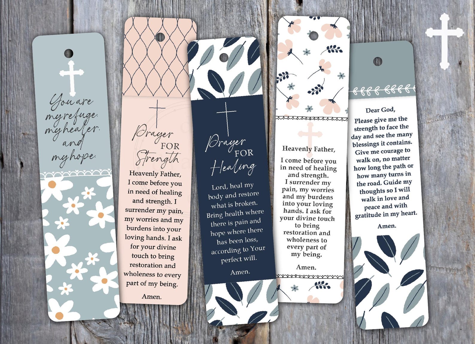 5 FAITH Bookmark Designs • Prayer for Strength and Healing • Floral ...