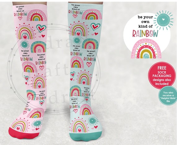 RAINBOW Sock Designs 2 Design Variations Inspirational | Etsy