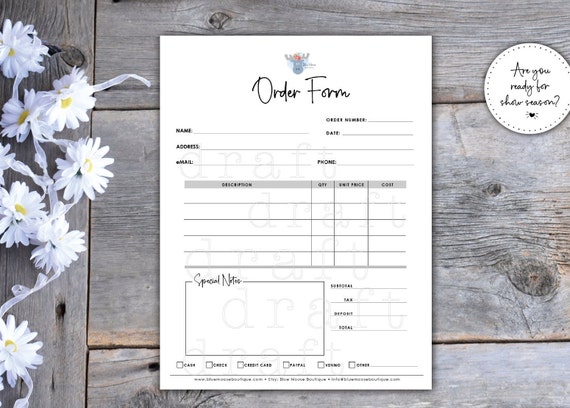 ORDER FORM Design Craft Shows Etc Customizable Order - Etsy