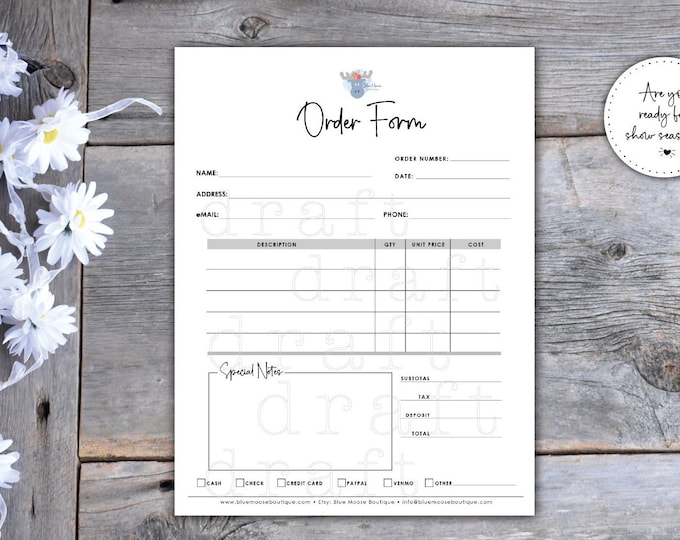 ORDER FORM Design Craft Shows Etc Customizable Order - Etsy