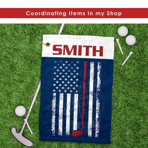 2 Golf TEE TAG Bag Designs ==> American Flag Golfing • Golfer • USA ...