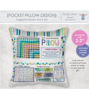 LEARNING • Book Pillow Design • 2nd-3rd Grades • 8"h Pocket ...