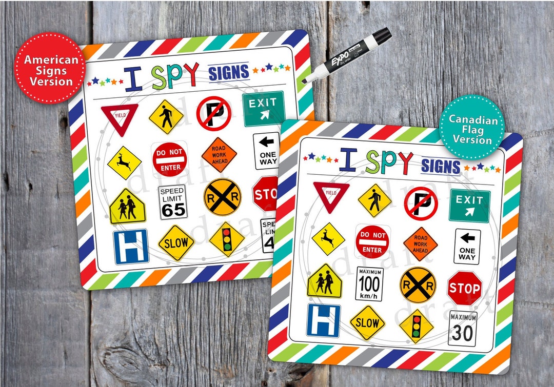 I SPY Signs Designs • Primary Colors • 6x6 Travel Board Design • Car ...