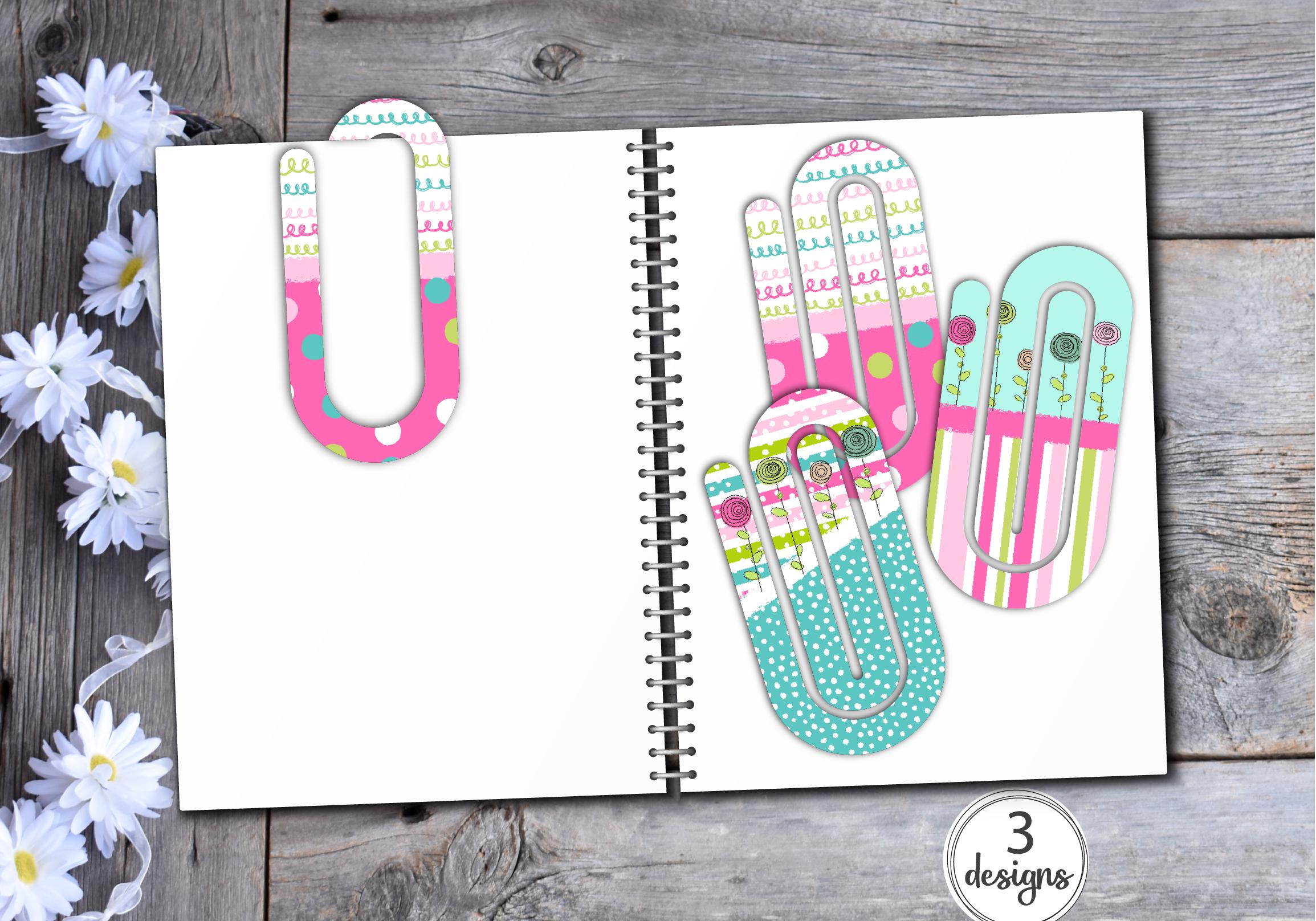 3 Big Floral/flower Brights Paper Clip Designs • Paperclip • Pink and ...