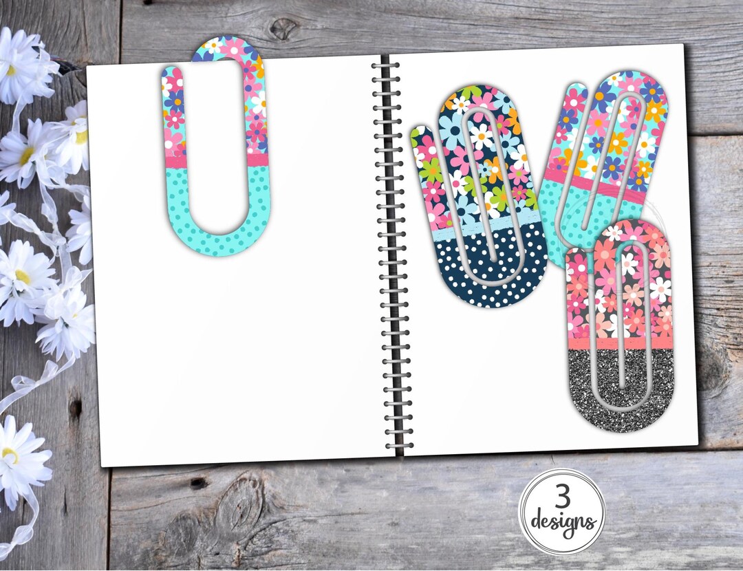 3 Big Paper Clip Designs • Paperclip • Spring Flowers • Whimsical ...