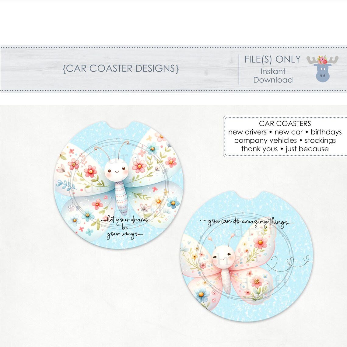 BUTTERFLIES • 2 Car Coaster Designs • Butterfly • Keychains & More ...