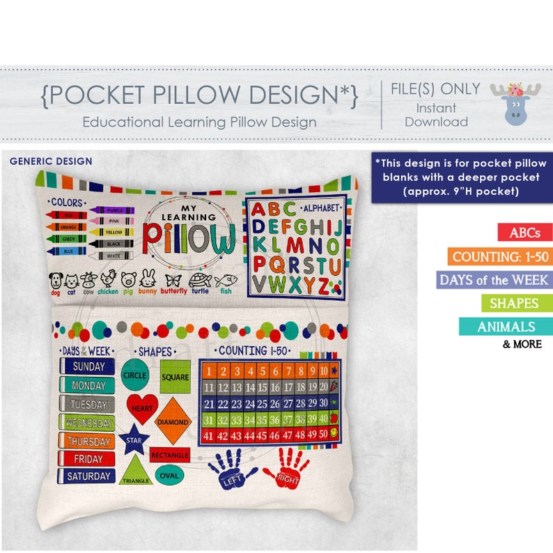 LEARNING • Book Pillow Design • 9"h Pocket • "traditional ...