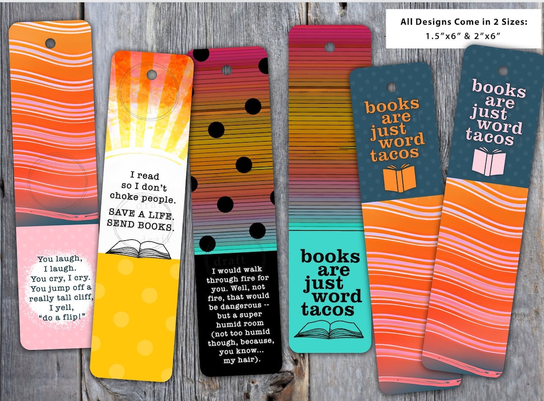 6 FUNNY Bookmark Designs • Friends • Assorted Snarky • Includes 2 Sizes ...