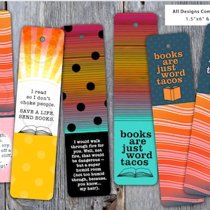 6 FUNNY Bookmark Designs • Friends • Assorted Snarky • Includes 2 Sizes ...