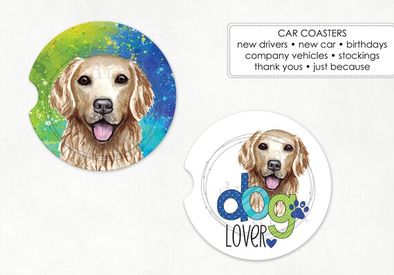 Dog Lover Car Coaster Designs Templates Designs Golden - Etsy