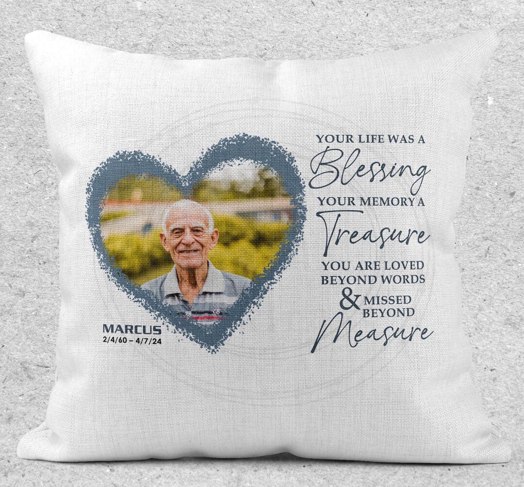 MEMORIAL PILLOW Heart Designs • Loss of Loved One • Gray • in Memory of ...
