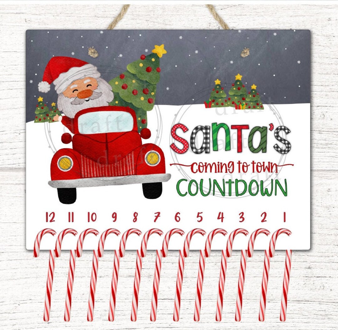 12-DAY CANDY CANE Countdown • 8.5x11-friendly • Santa Design • 12 Days ...