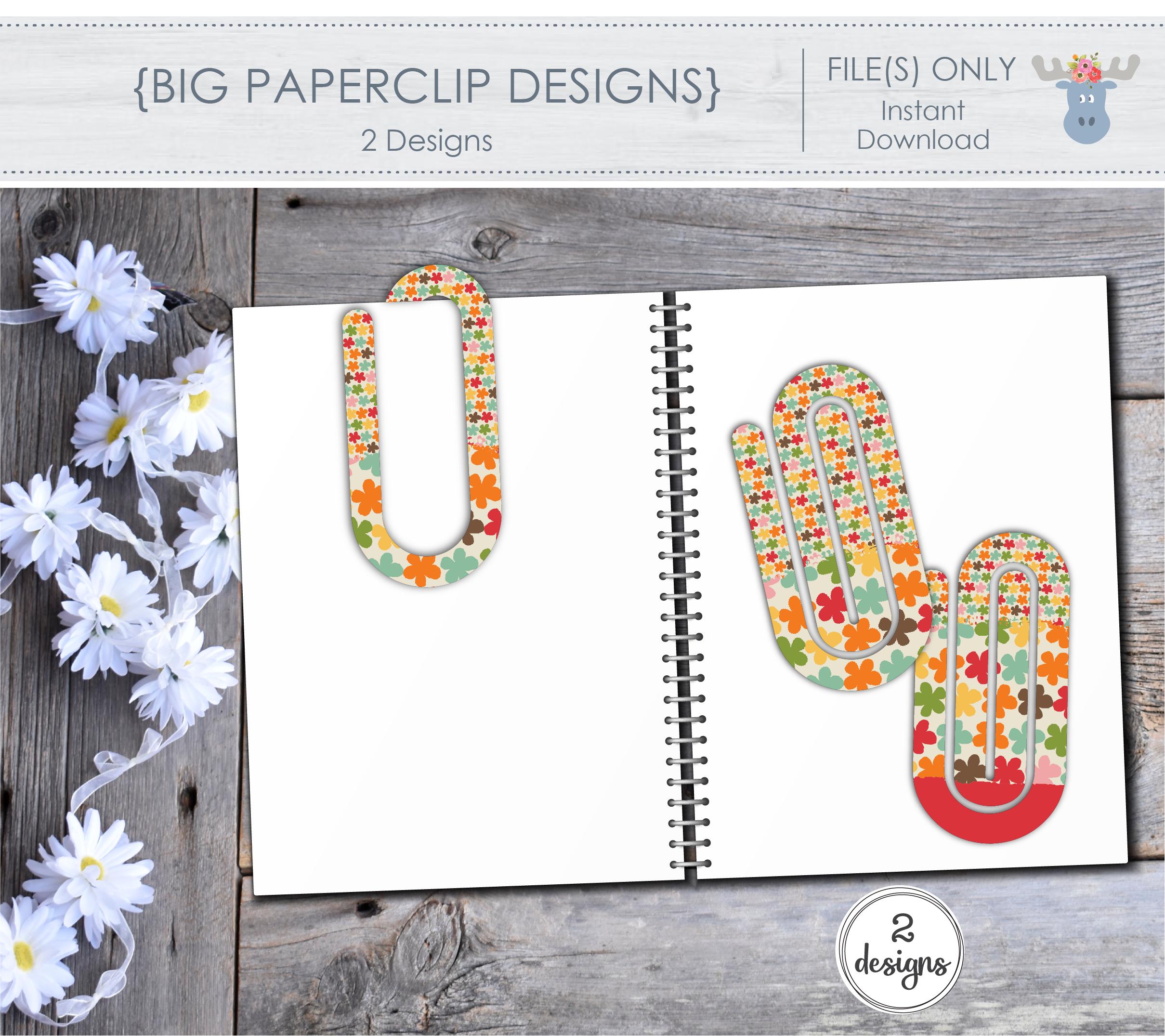 2 Big Paper Clip Designs • Fall Floral • Paperclip • Jumbo Size ...