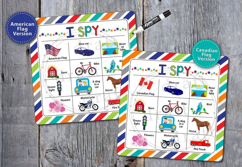I SPY Design • Primary Colors • 6x6 Board Game • Car Travel Activities ...