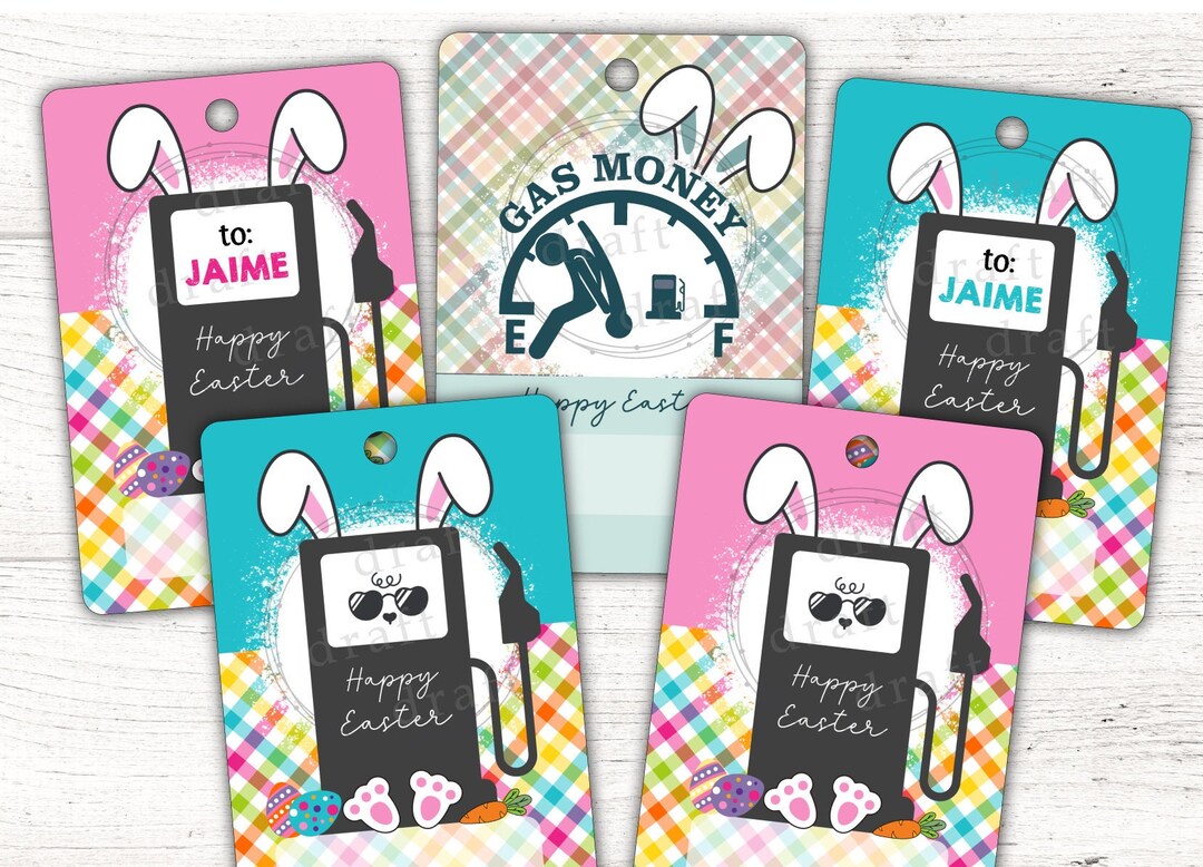 5 Easter Gas Gift Card Designs • Easter Basket • Bunny • Attach Rolled ...