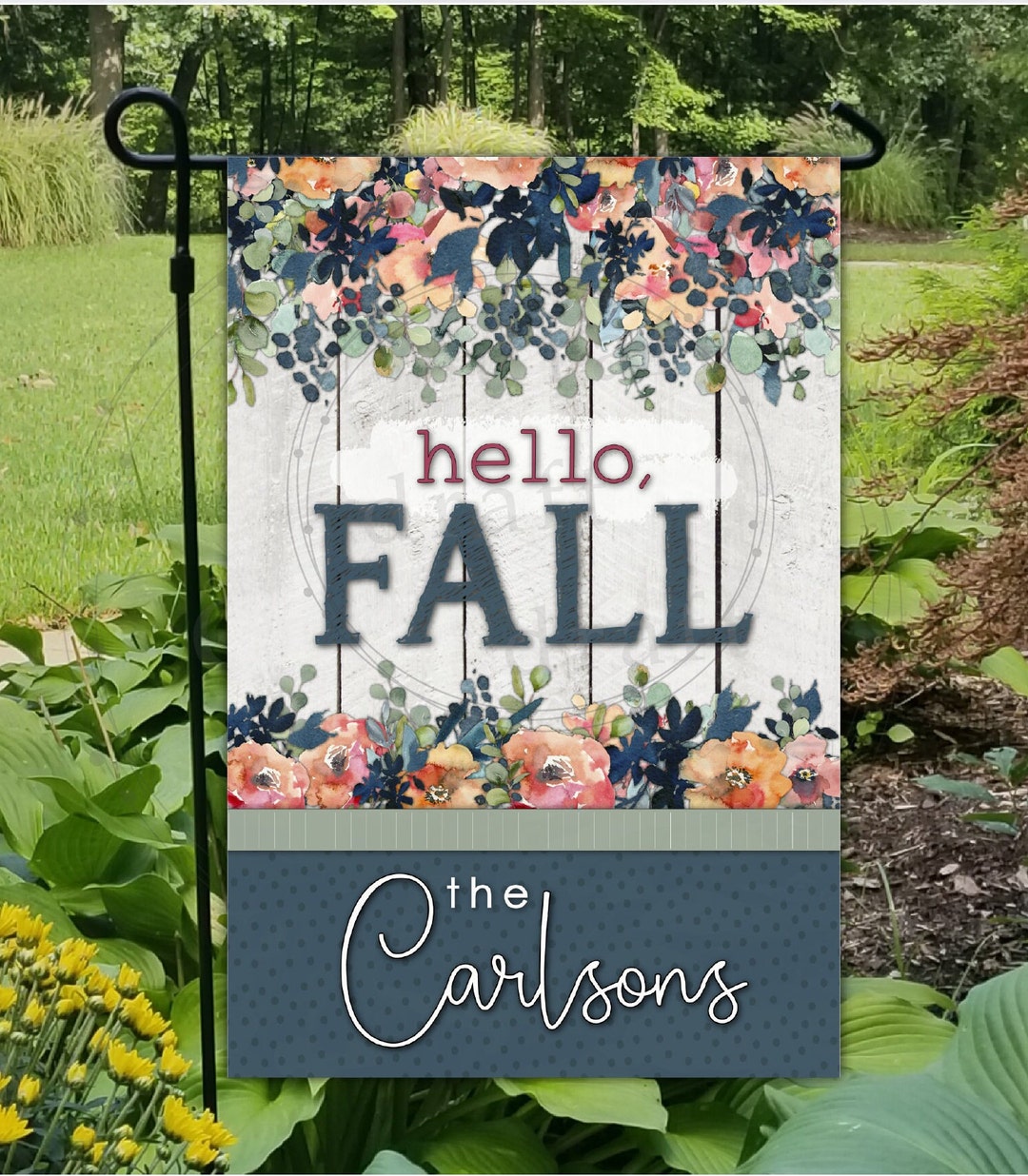 HELLO FALL Flag Design Flower Floral Flags, Boards, Keychains and More ...