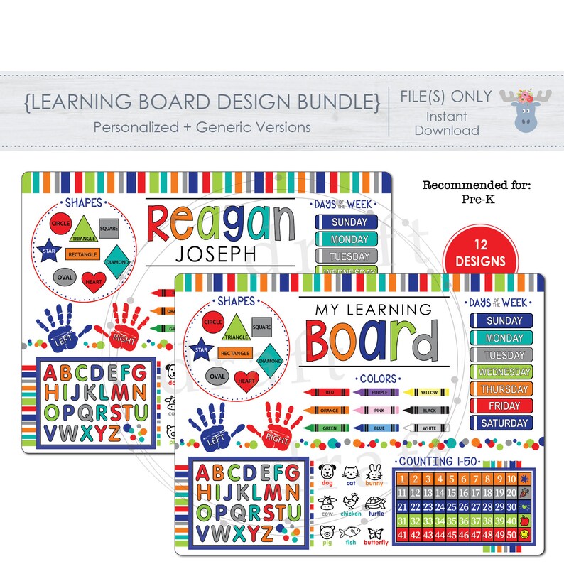 LEARNING BOARD BUNDLE of 12 Designs • Dry Erase Boards • Multiplication ...
