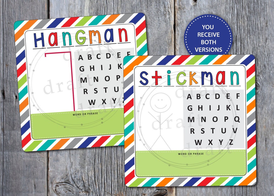Stickman & Hangman Games Design Traditional 6x6 - Etsy