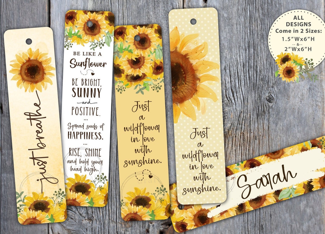 5 SUNFLOWERS Bookmark Designs • Friends • Flowers • Floral • Includes 2 ...