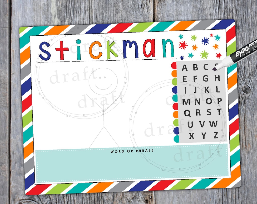 STICKMAN Design • Primary Colors • Board Game • Dry Erase Board ...