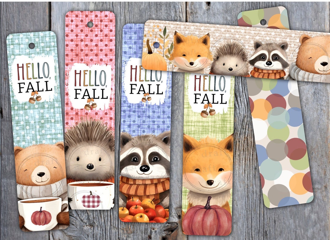 6 FALL Bookmark Designs • Watercolor • Trick or Treat • Party Favor • 2 ...