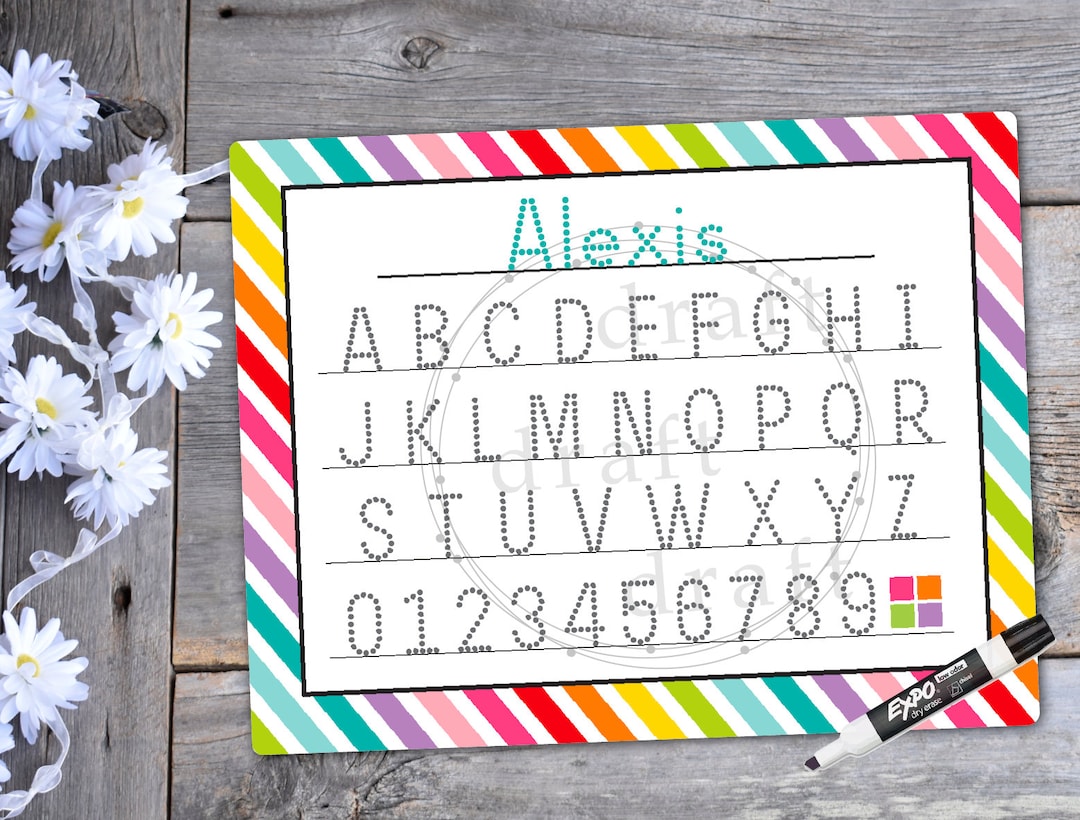 ABC TRACE Upper Case & Numbers • Alphabet Practice Board • Whimsy ...