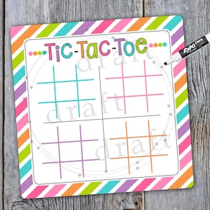 TIC TAC TOE Design • Whimsy Colors • Game • Square 6x6 Dry Erase Board ...