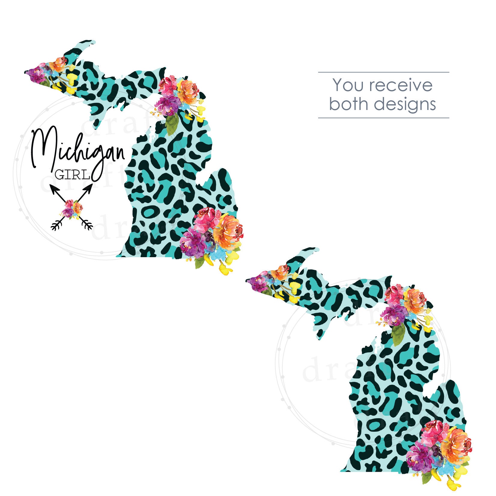 Michigan the Mitten Designs the State of Michigan Aqua - Etsy