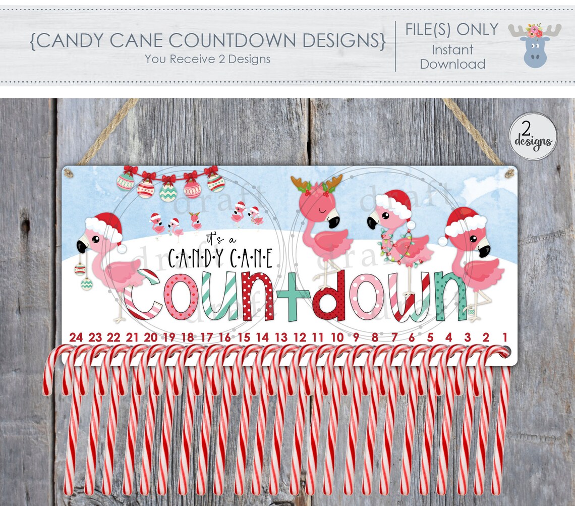 CANDY CANE COUNTDOWN 2 Flamingo Christmas Designs - Etsy