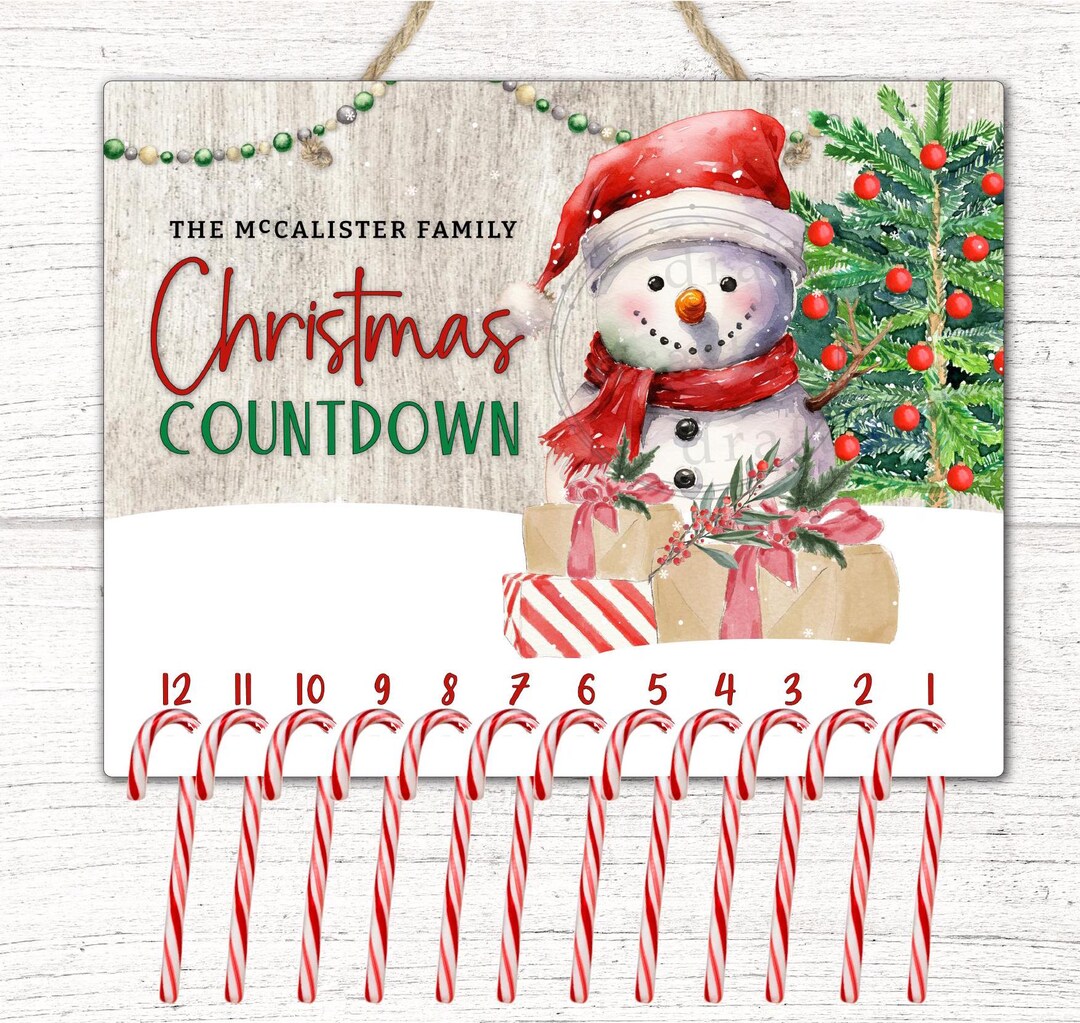 12-DAY Snowman CANDY CANE Countdown • 8.5x11-friendly • Christmas ...