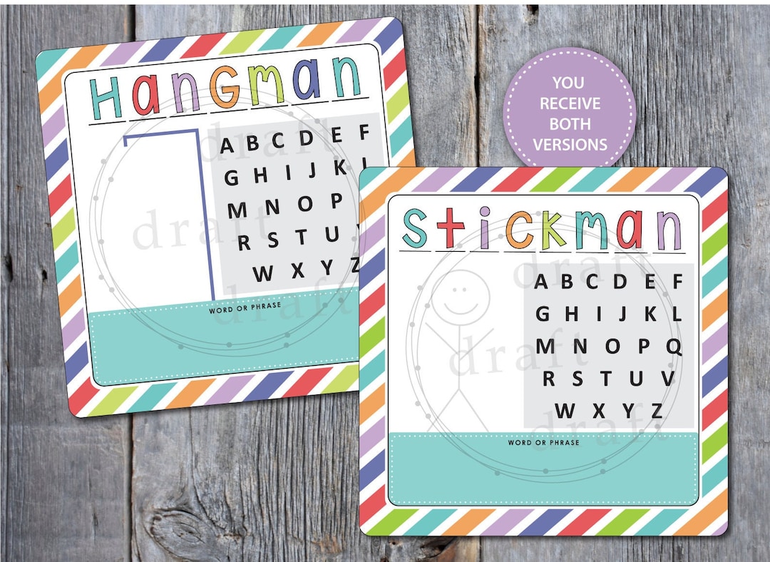 Stickman & Hangman Game Designs Whimsy 6x6 Square Dry Erase Board ...