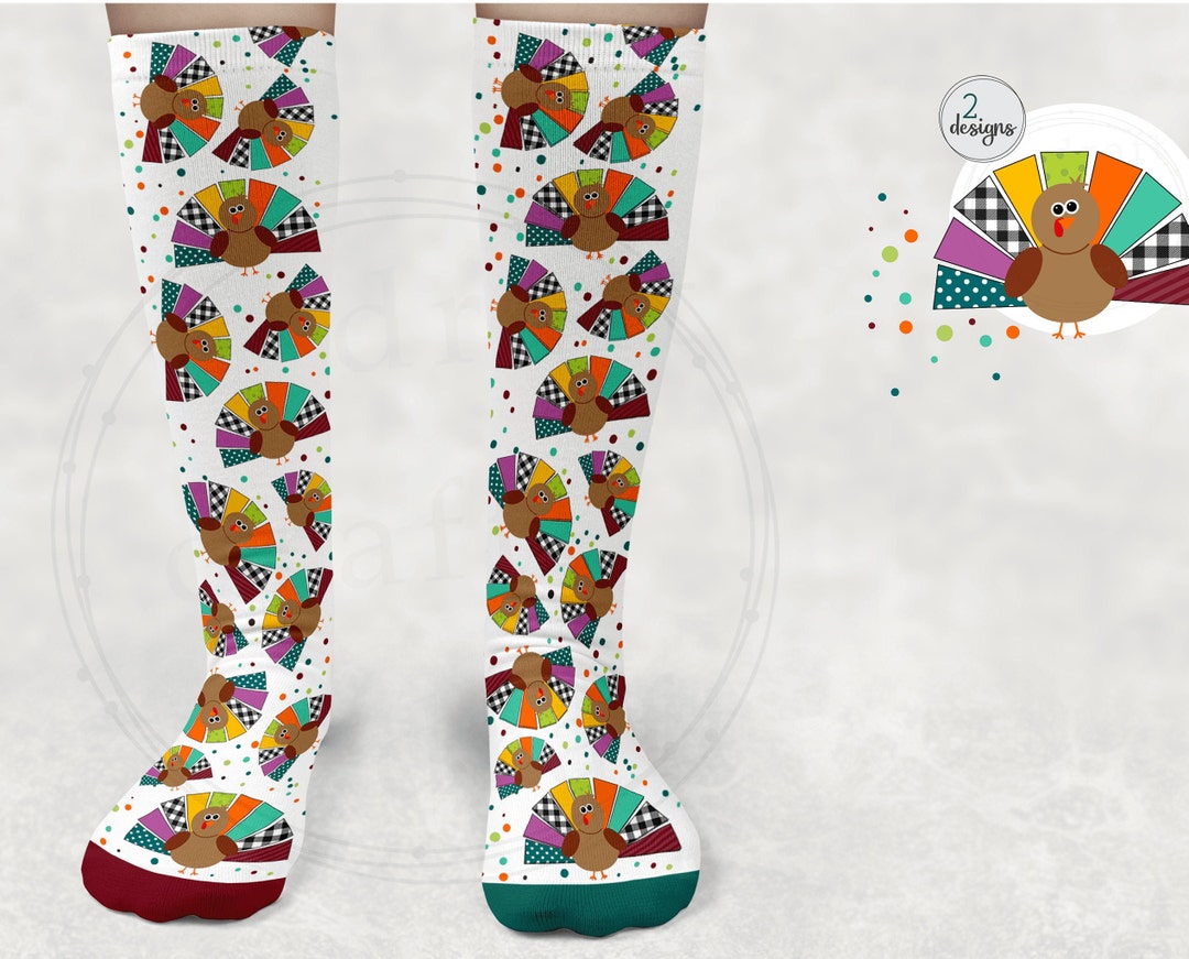 THANKSGIVING Sock Design • Fun & Silly Turkey Sock Design • Sublimation ...