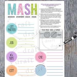 MASH Game Designs ==> Popular Game for Decades • Games • Print on Paper ...