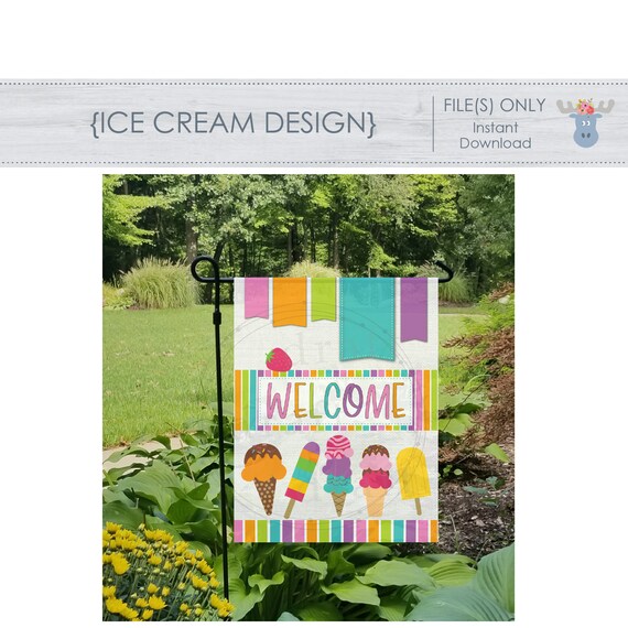 ICE CREAM FLAG Design Fun & Bright Colors Welcome Ice | Etsy