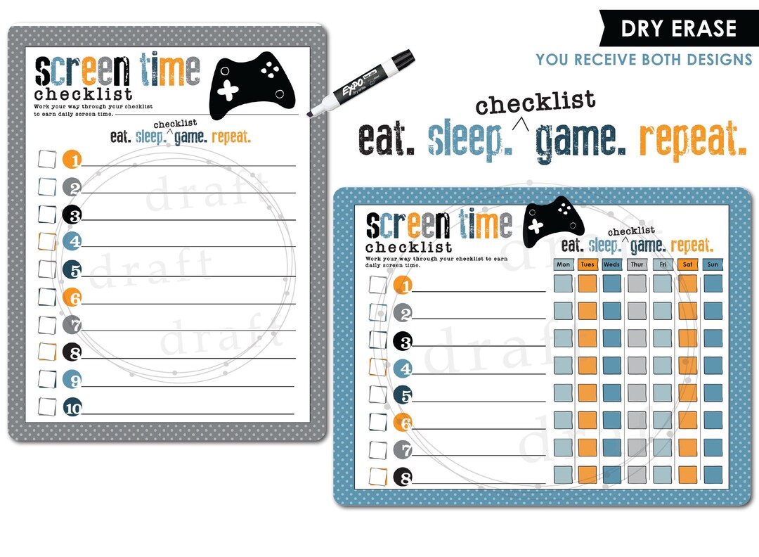 GAMER To-do/chore Board Gamer Checklist To-do / CHORE Boards Design Dry ...