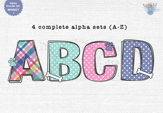 Dog ALPHA DOODLE BUNDLE 104 Images Whimsy Dog Lover 4 - Etsy