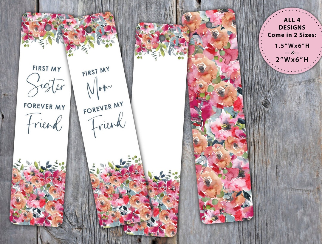 4 MOM, SISTER Bookmark Designs • Blank • Floral • Flowers • Includes 2 ...