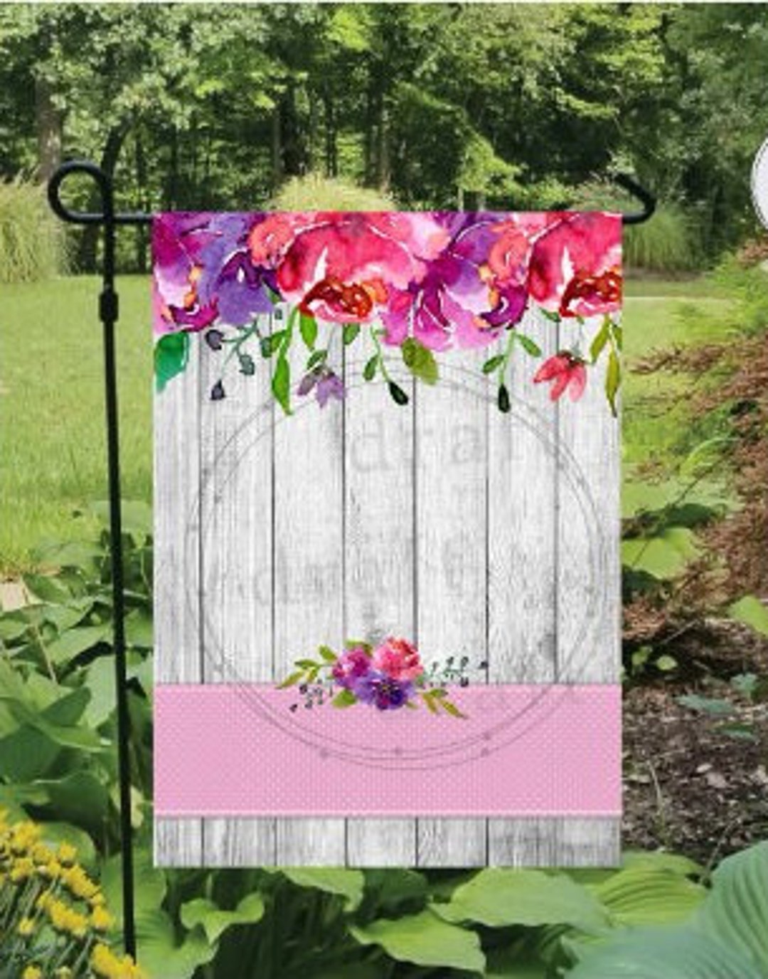 2 Floral Flag Designs • Purple and Pink • Flowers • Rustic Farmhouse ...