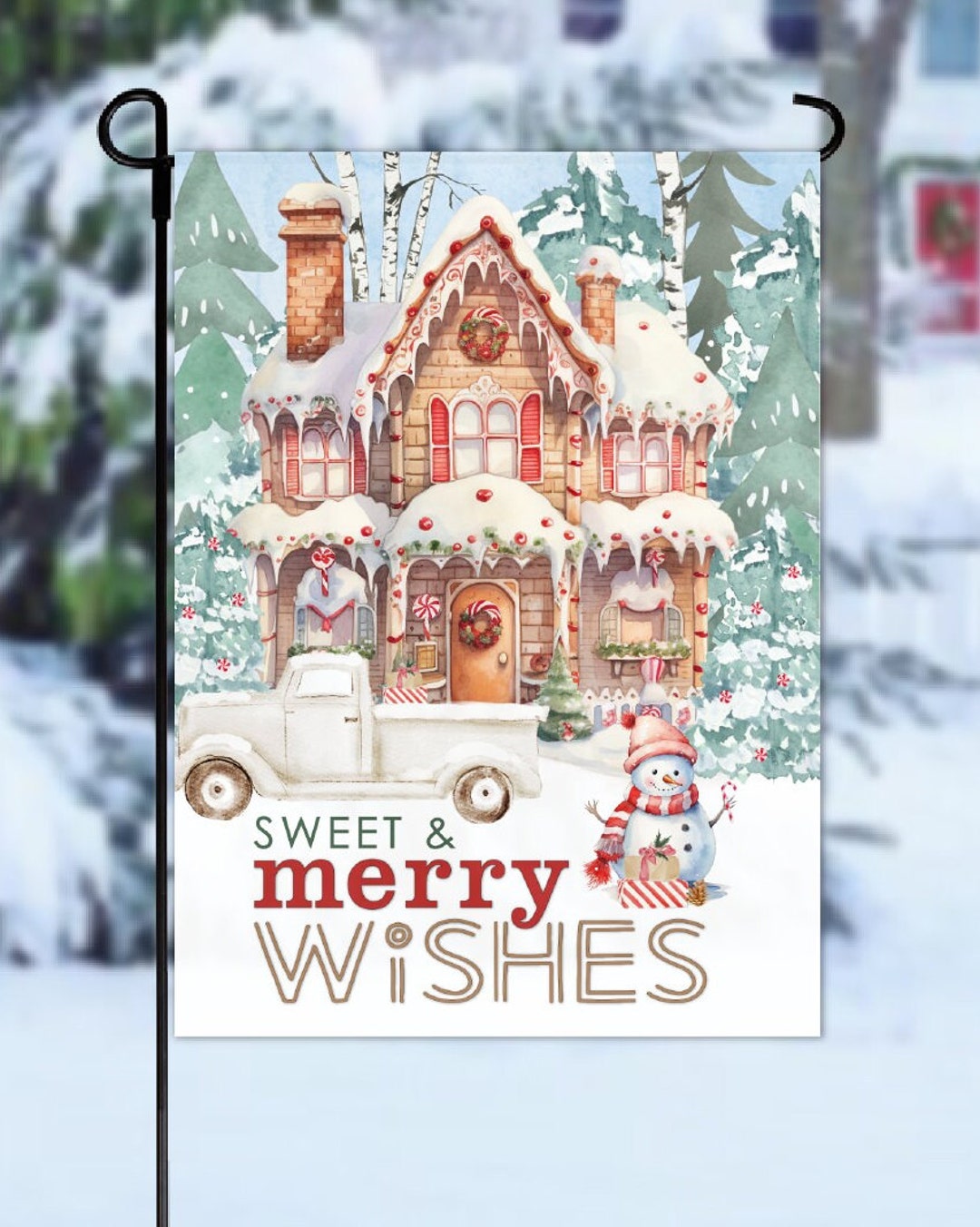 GINGERBREAD HOUSE Garden Flag Designs • Christmas, Holidays • Digital ...