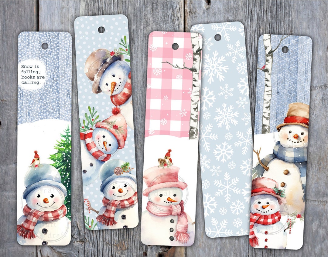 5 SNOWMAN Bookmark Designs • Snowmen • Winter Friends • 2 Sizes of Each ...