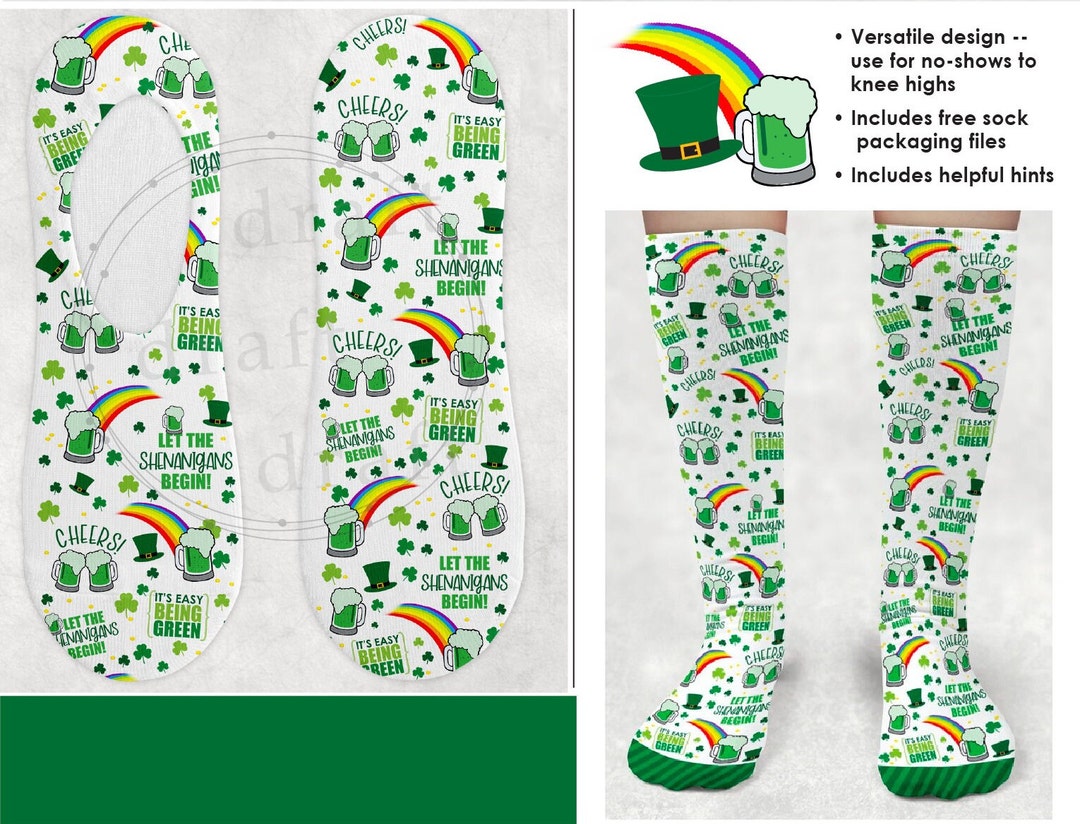 ST. PATRICK'S DAY Sock Design • St. Patty's Day • Green Beer • Let the ...
