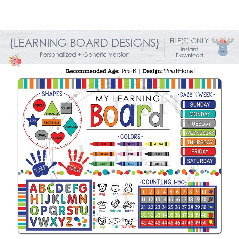 PRE-K Learning Board Traditional Educational Boards - Etsy