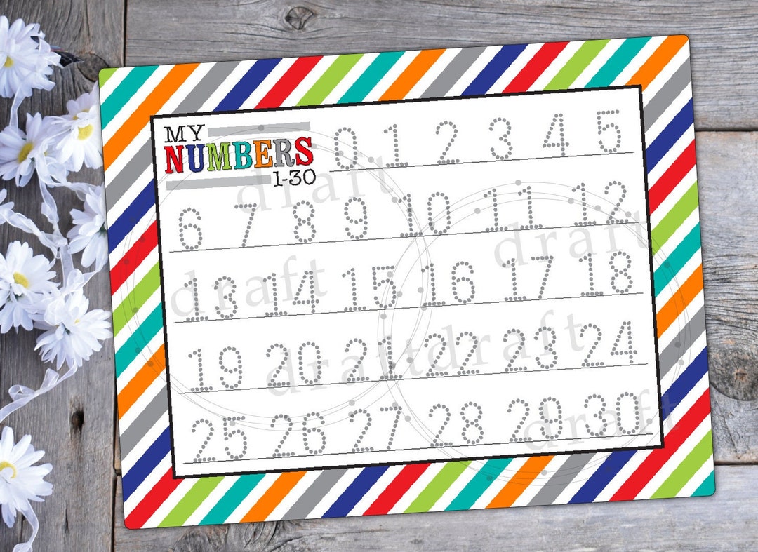 NUMBER TRACE • Numbers 0-30 Practice Board ==> Traditional • Dry Erase ...