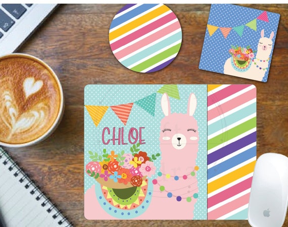 Llama Mousepad Design Desk Set 2 Coaster Designs & 1 Mouse - Etsy