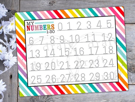 NUMBER TRACE Numbers 0-30 Practice Board Whimsy Dry - Etsy