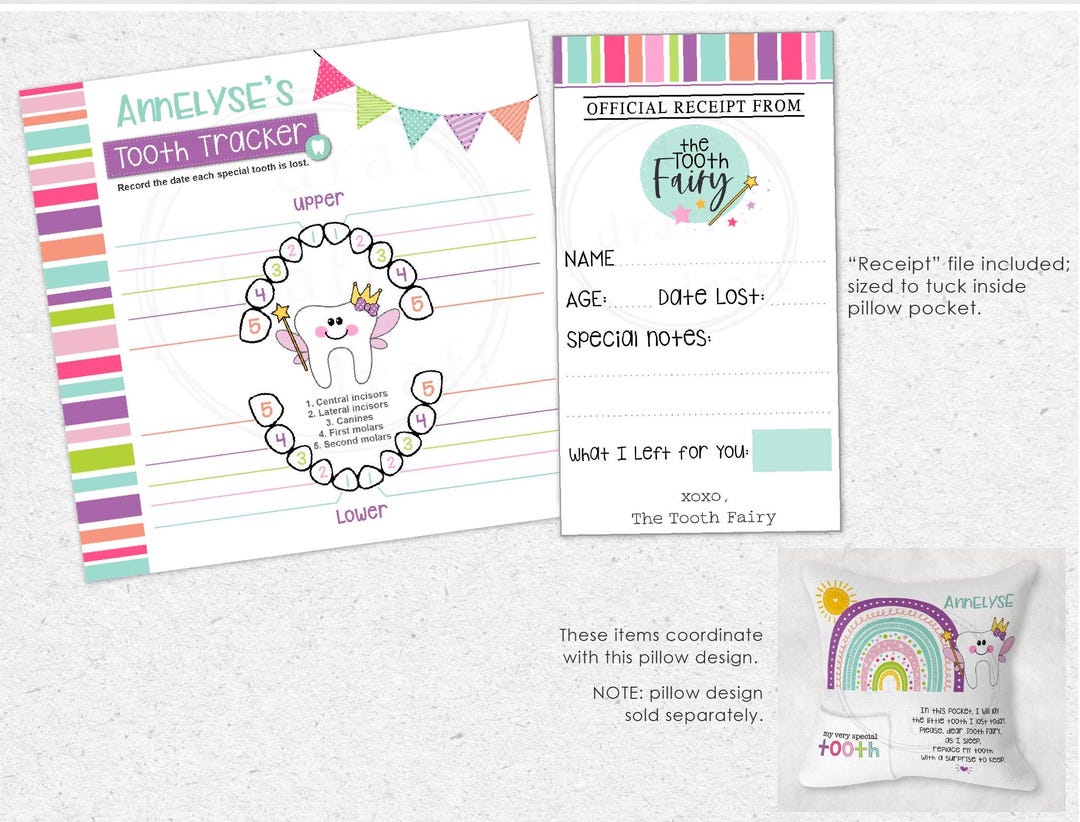 RAINBOW Tooth Tracker & Receipt • Print on Paper to Accompany Tooth ...