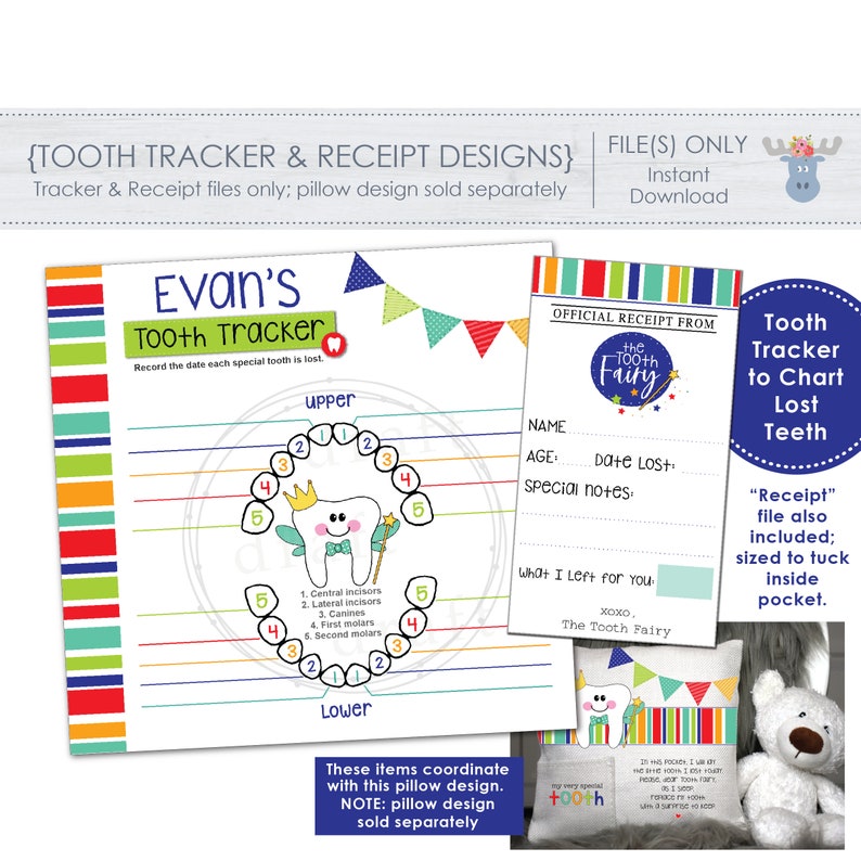 TOOTH TRACKER RECEIPTS Primary Record Lost Teeth & Leave - Etsy