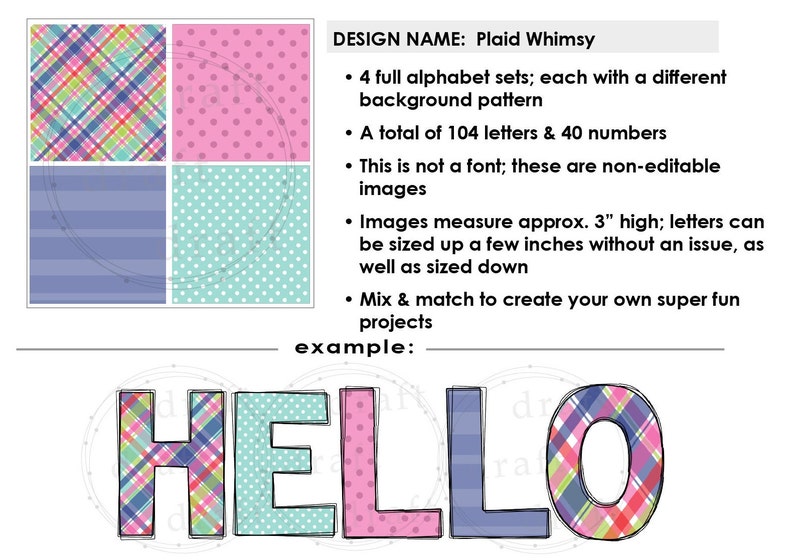 ALPHA DOODLE BUNDLE • 144 Images • Letters & Numbers • Plaid Whimsy ...